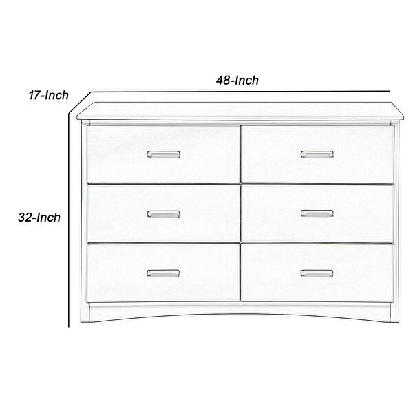 Transitional Wooden Dresser with 6 Drawers and Recessed Handles, Gray ...