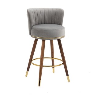 Set of 2 Counter Height Bar Stools with Solid Wood Legs, Fabric with a ...