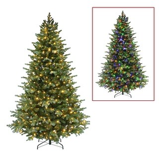 Puleo International 7.5 ft. Pre-Lit Artificial Linden Fir Tree - Bed ...