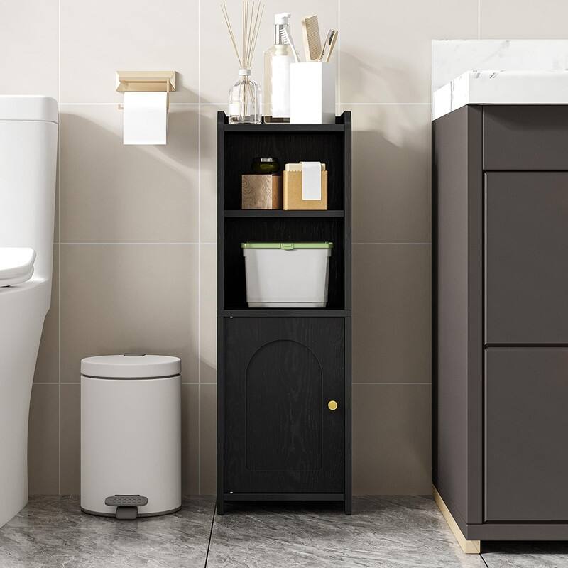 black corner bathroom unit