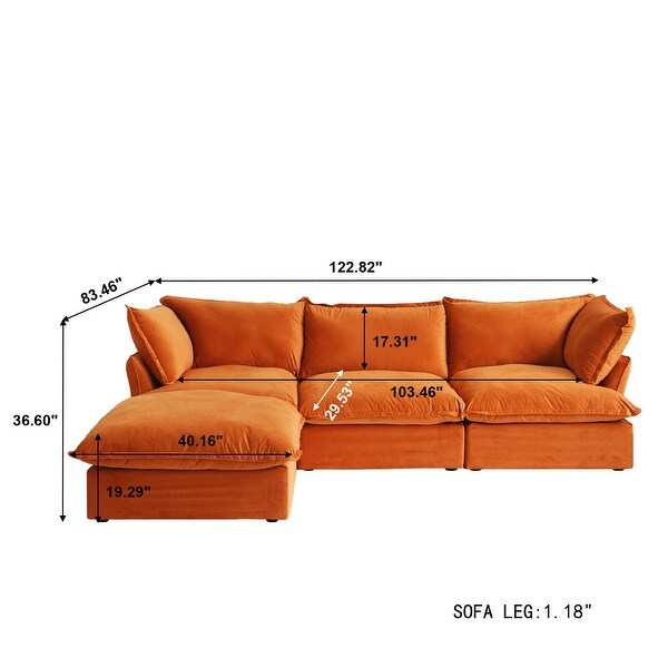 L Shape Sectional Couches Deep Couch Sectional Sofa with Chaise Ottoman Modern Comfy Modular Sectional Sofas