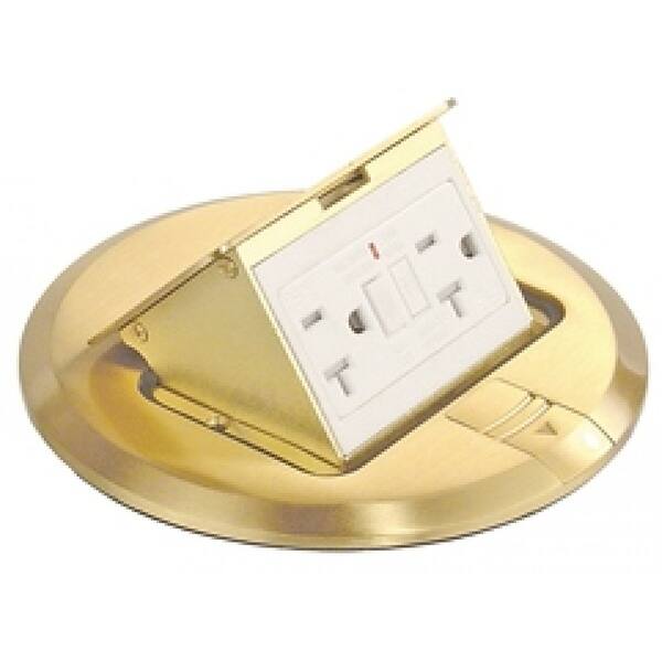 1 Pc, Brass Floor Box Kit, 20 Amp Duplex GFI/Weather & Tamper-Resistant ...