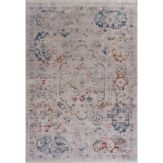 8' x 10' Ivory Distressed Floral Area Rug - 3'6" - Bed Bath & Beyond ...