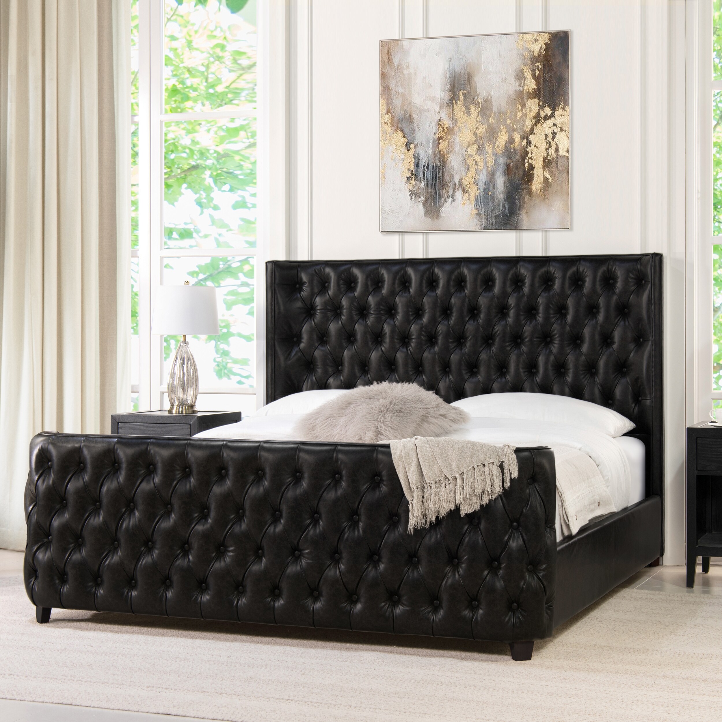 Faux leather king bed store