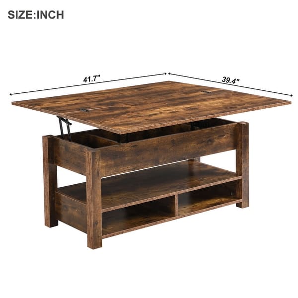 Lift Top Coffee Table End Table with Open Shelves for Living Room Flip ...