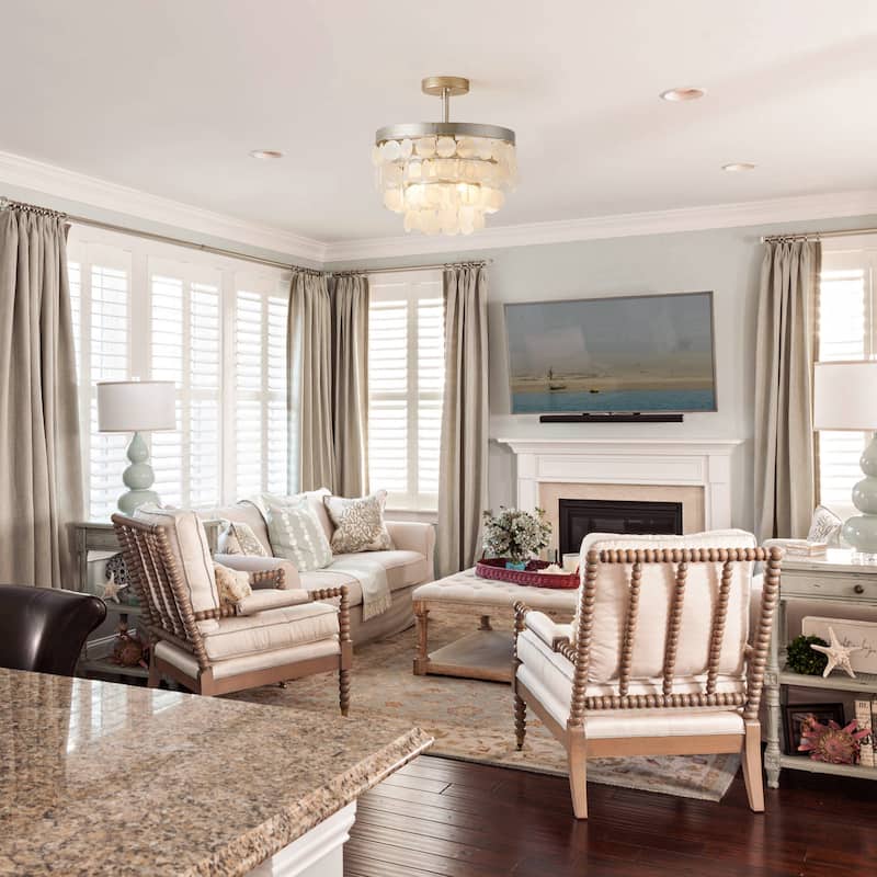 13.8-in Coastal 2-Light White Capiz Shell Semi-Flush Mount Ceiling ...