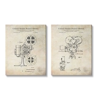 Stupell Vintage Movie Camera Cinema Projector Patent Diagram Canvas ...
