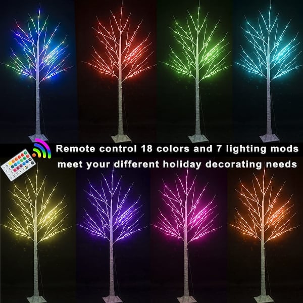 6Ft Lighted Birch Tree for Christmas Decor, 18 Colors Birch Tree with ...