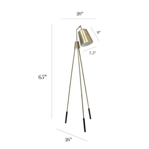 Elegant Designs Three Legged Antique Brass Floor Lamp with Shade - 26"L ...