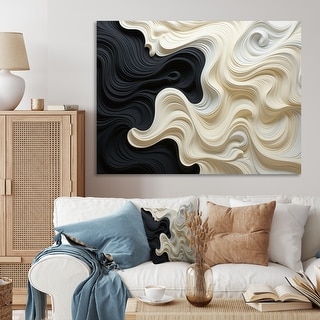 Designart "Black White Opt Art Contrasting Waves" Modern Wall Art ...