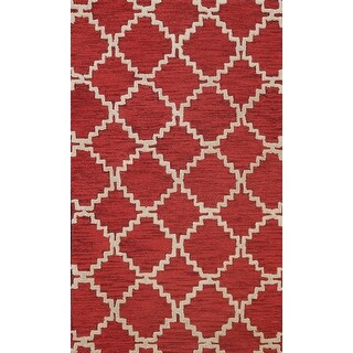 Red Trellis Contemporary Oriental Area Rug Hand-tufted Wool Carpet - 3 ...