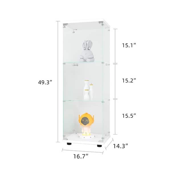 Modern Glass Curio Display Kitchen Cabinet File Cabinet with 3 Shelves ...