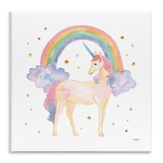 Stupell Cute Unicorn Kids Nursery Rainbow Watercolor Design,12x12 ...