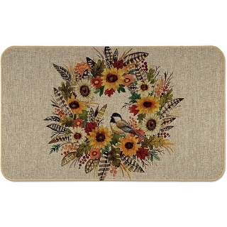 Natural Linen Look Decorative Low Profile Indoor/Outdoor Floor Mat with ...