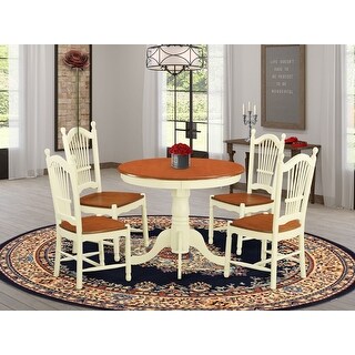 East West Furniture 5 Piece Dining Room Furniture Set Includes a Round Kitchen Table and 4 ...