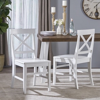 Acacia Wood Dining Chairs, White Cross Back Chairs, Kitchen Dining Room ...