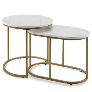 Modern Marble Look Stacking Nesting Coffee Table Set - 20" x 20" x 20 ...