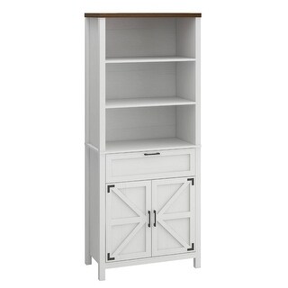 Farmhouse Standing 6-Tire Bookshelf with Doors - N/A - Bed Bath ...