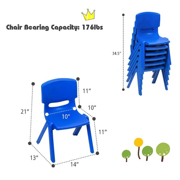 6 PCS Kids Stackable Chair Set Plastic Classroom Chairs for Children ...