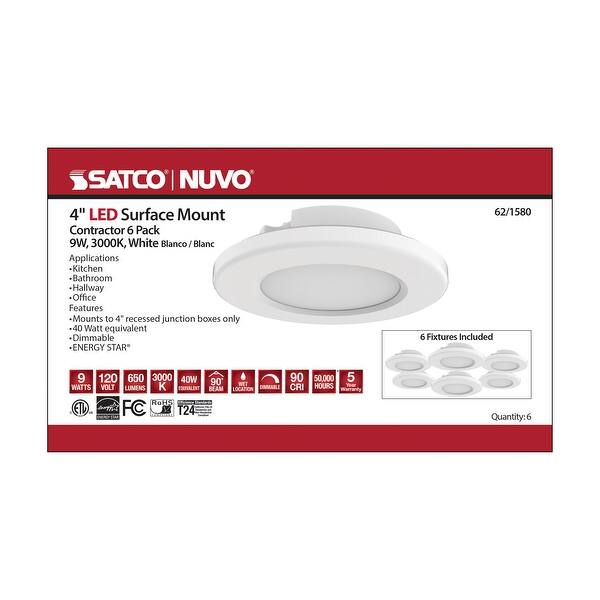 4 inch LED Surface Mount Fixture 3000K 6 Unit Contractor Pack White ...