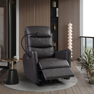 Single Power Recliner w/USB Port & Adjustable Lumbar Support,Grey - Bed ...
