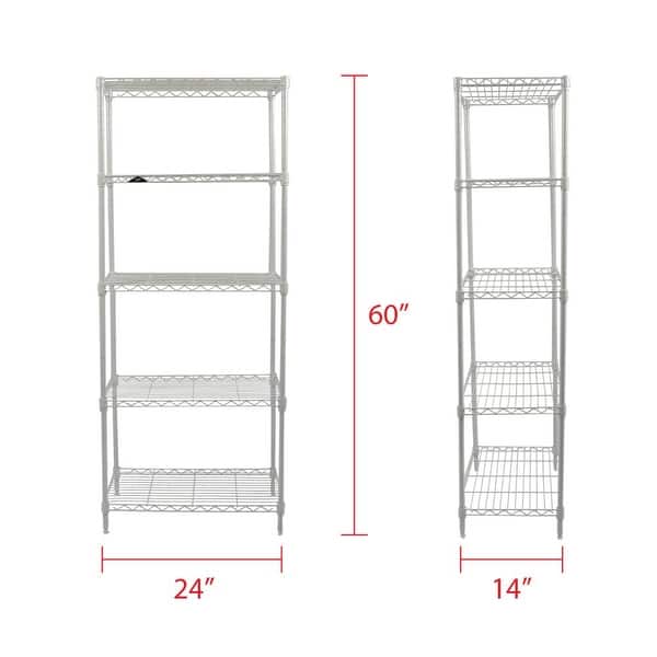 Apollo Hardware 5-Shelf Wire Shelving 14"x24"x60" (White) with Liners ...