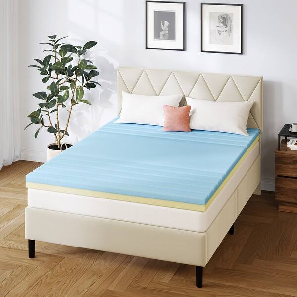 Moasis 4-inch Gel Infused Memory Foam Mattress Topper with Vent Holes ...