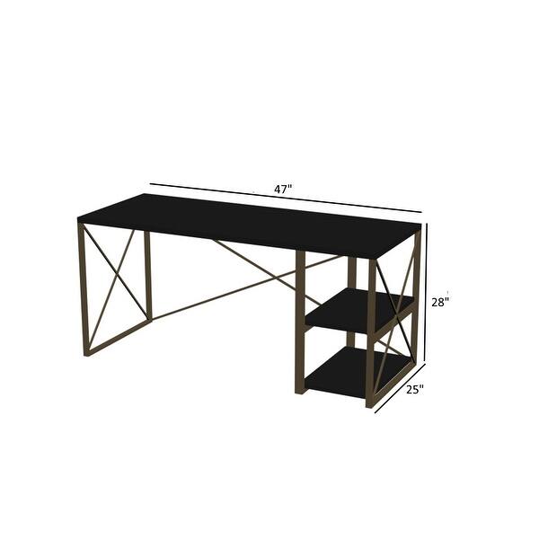 Gold Metal Frame Student Desks Shelves Writing and Workstation Computer ...