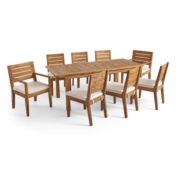 Nestor Outdoor 8-Seater Acacia Wood Expandable Dining Set by ...