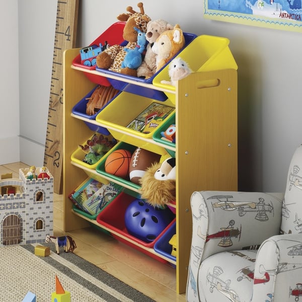 Whitmor 12-Bin Storage Organizer - Natural and Primary Colors - Bed ...