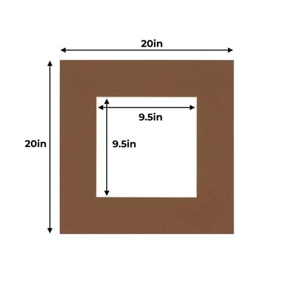 10x10 Mat for 20x20 Frame - Precut Mat Board Acid-Free Brown 10x10 ...