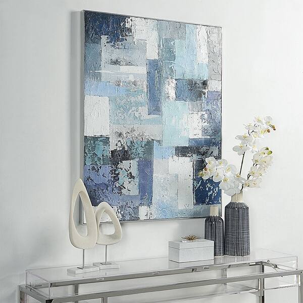 Tatum Hand-painted Art - blue - Bed Bath & Beyond - 36949387