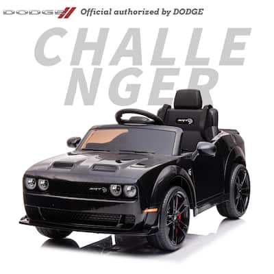 DODGE Challenger Kids Ride-On Car: 12V Bluetooth Remote Control LED ...