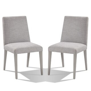Hal 18 Inch Parson Dining Chair, Fabric Upholstered, Set of 2, Silver ...