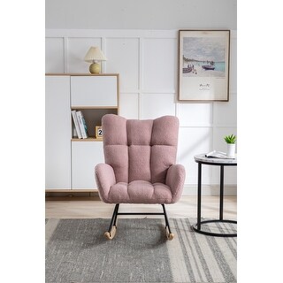 Comfy Wingback Glider Rocker with Safe Solid Wood Base for Living Room ...