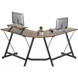 Computer Desk L Shaped Desk with Large Monitor Stand Home Office Desk ...