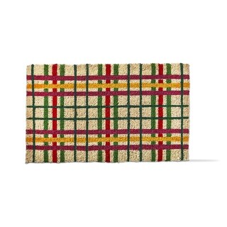 "Spring Plaid" Coir Mat Features Vibrant Plaid Design of Red Yellow and ...