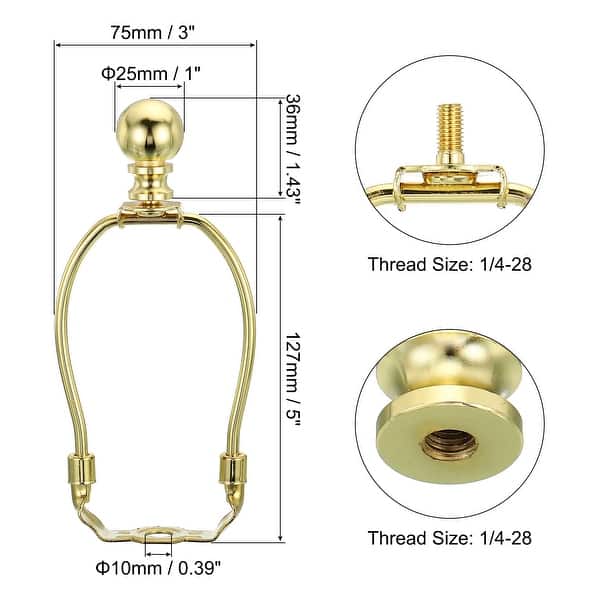 1 Set Lamp Harp Kit with Finial Lamp Shade Bracket Holder Gold Tone ...
