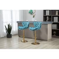 Modern Swivel Bar Stools, Set of 2, Adjustable Counter Height Velvet ...