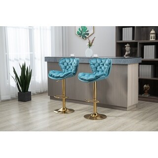 Velvet Counter Height Bar Chairs Set of 2, Adjustment Height Bar Stools ...