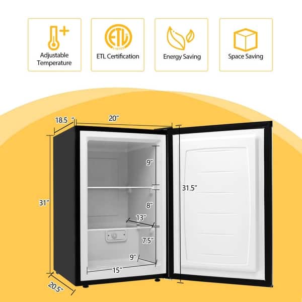 3 cu.ft. Compact Upright Freezer with Stainless Steel Door - 20.5" x 22 ...