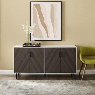 Mid-Century Buffet with Two-Tone Design, Shelving and Storage Console ...