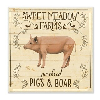 Stupell Vintage Farm Pig Advertisement Tan Beige Wood Wall Art, 12 x 12 ...