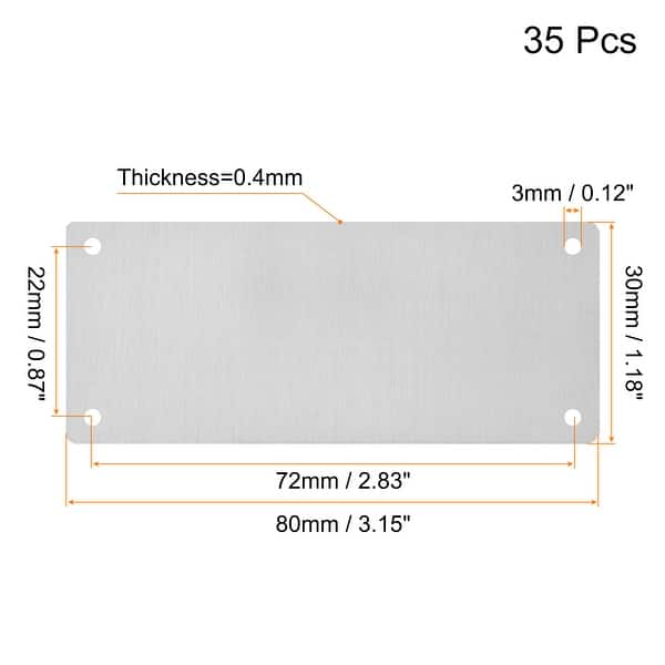 50x22mm Stainless Steel Blank Tags Engraving Blanks with 4 Hole, 35Pcs ...
