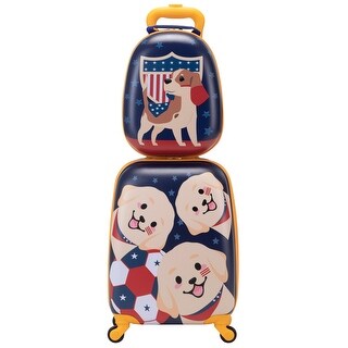 2 PCS Kid's Animal Patterns Suitcase Luggage Set 16'' Hardside Spinner ...