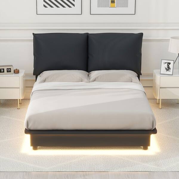 Full Floating Bed Frame Low Profile Bed Platform Bed - Black - Bed Bath ...