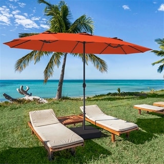 15 Ft Patio LED Crank Solar Umbrella without Base - Bed Bath & Beyond ...