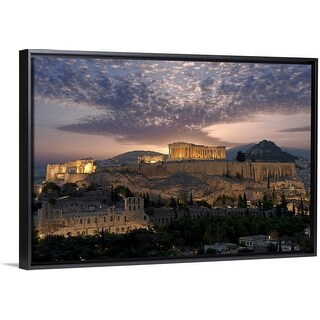 "Ruins of a temple, Athens, Attica, Greece" Black Float Frame Canvas ...