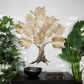 Gold Metal Textured Tree Home Wall Decor with Cutout Details - Bed Bath ...