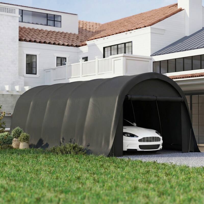 Outsunny 12' x 23.6' Heavy Duty Carport, Portable Garage Car Canopy ...